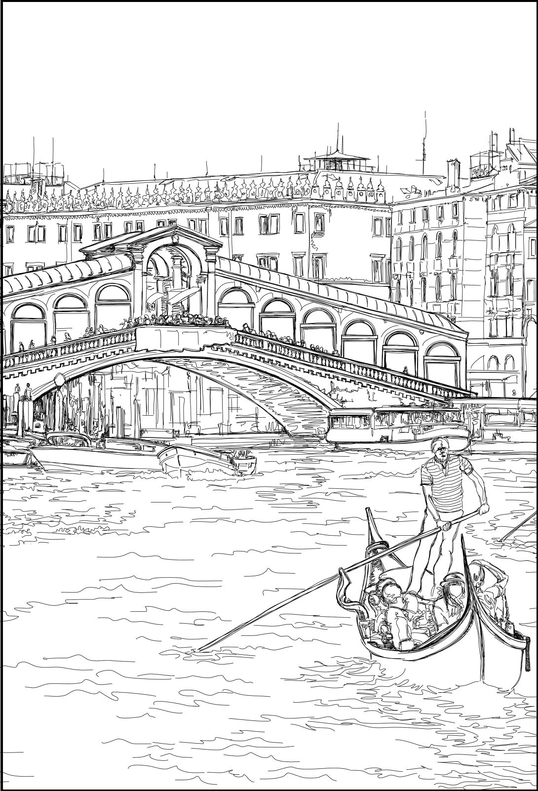 Venice Moments - Coloring (PDF Book) With Romantic Canals, Renaissance ...