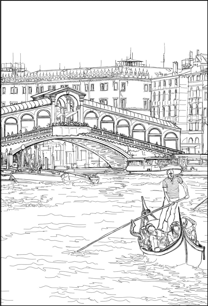 Venice Moments - Coloring (PDF Book) With Romantic Canals, Renaissance ...