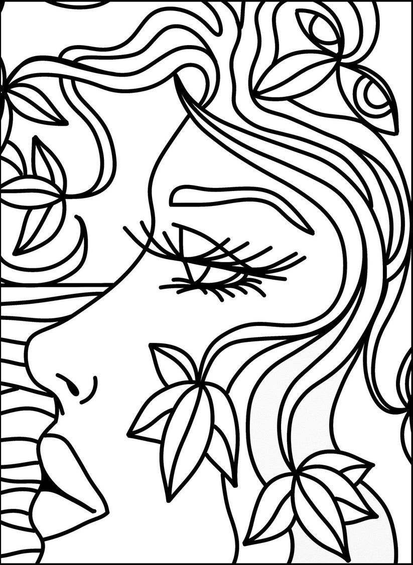 Visually Impaired Abstract Beauty Faces - Easy Coloring (PDF Book) For ...